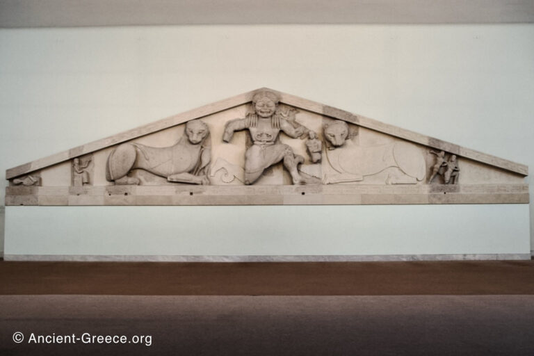 The Gorgo pediment from the temple of Artemis. Corfu. – Ancient Greece ...